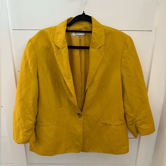 Kasper | Jackets & Coats | Kasper 8 Yellow Woman Linen Blend Hook ...